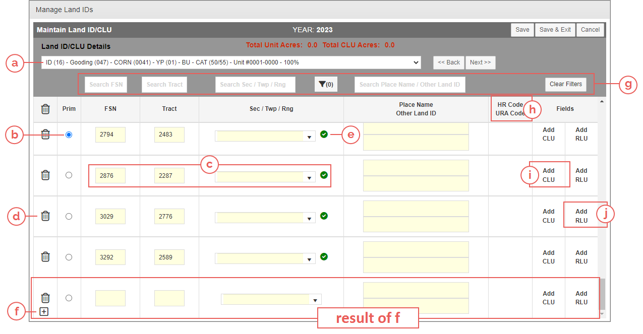 At a Glance: The Manage Land IDs Popup