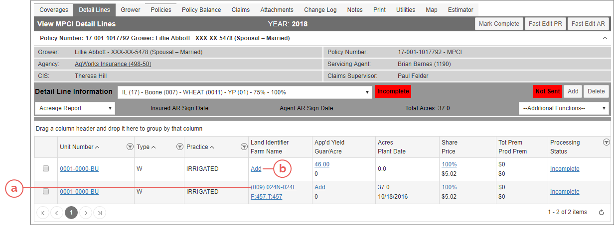 At a Glance: The Manage Land IDs Popup