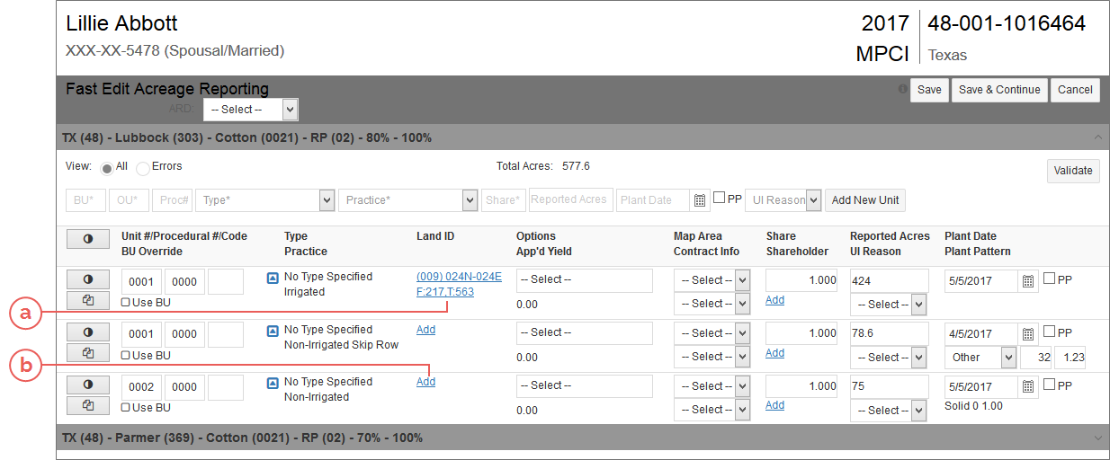 At a Glance: The Manage Land IDs Popup