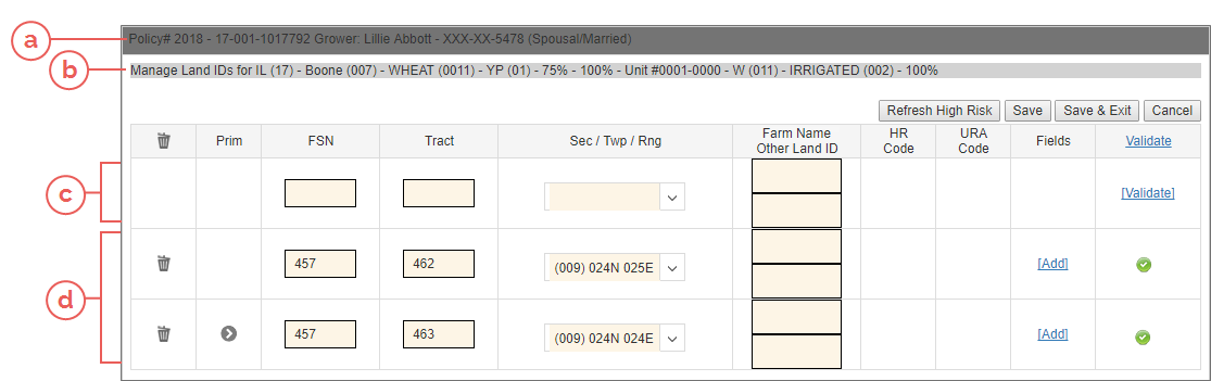 At a Glance: The Manage Land IDs Popup