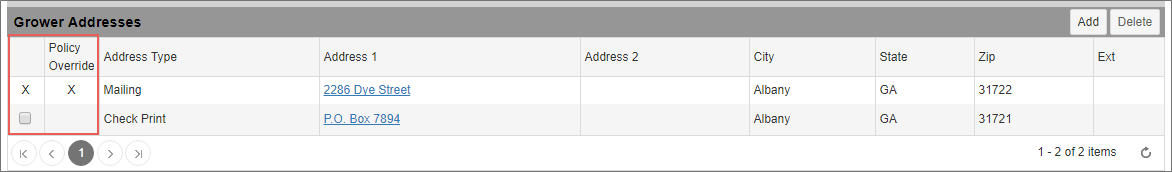 Override a Policy Address