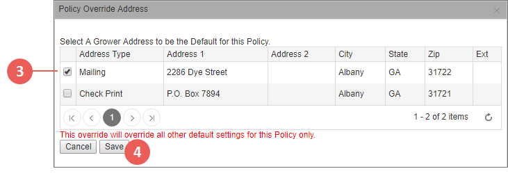 Override a Policy Address