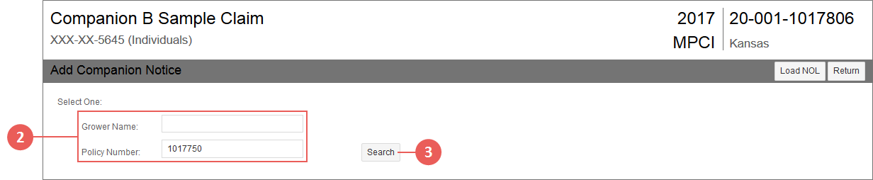 Copy a Notice of Loss (NOL) from an Existing Claim to a Companion Policy