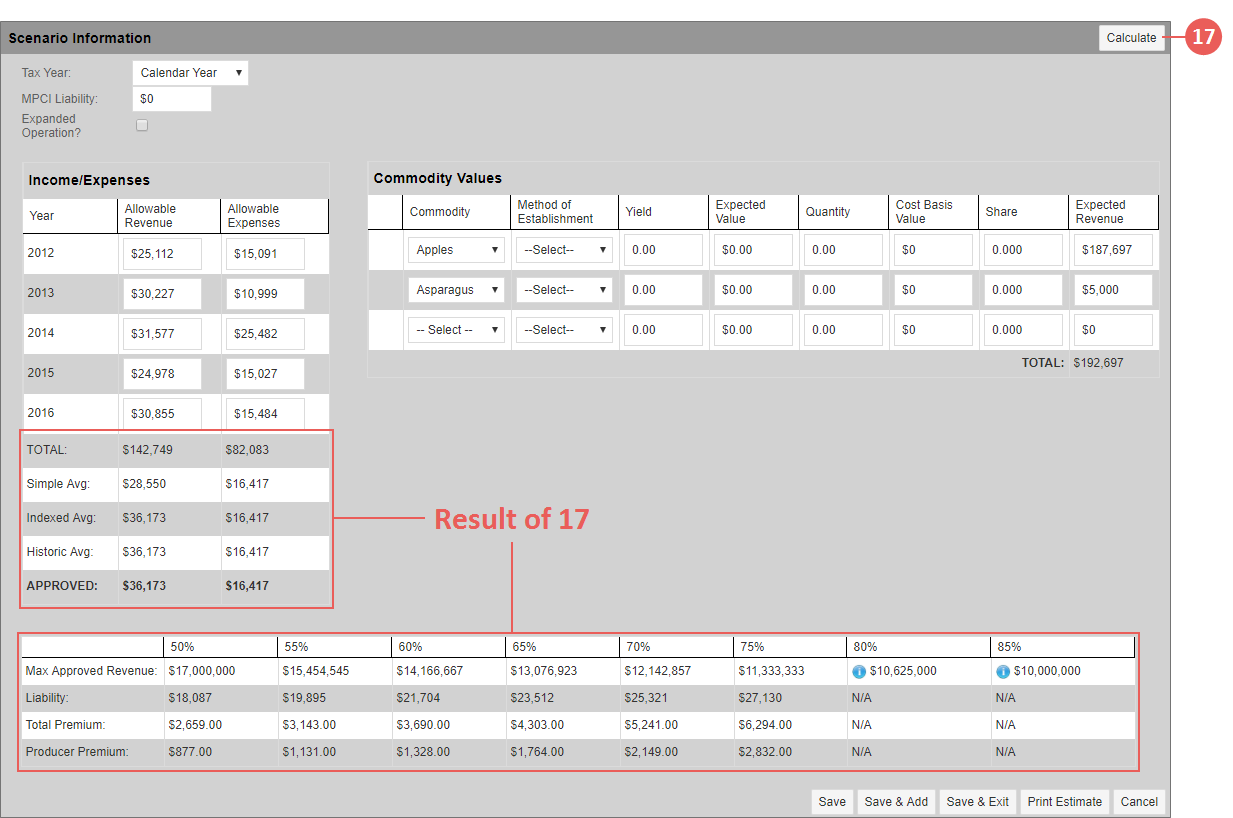 Create a Quick Whole Farm Estimate